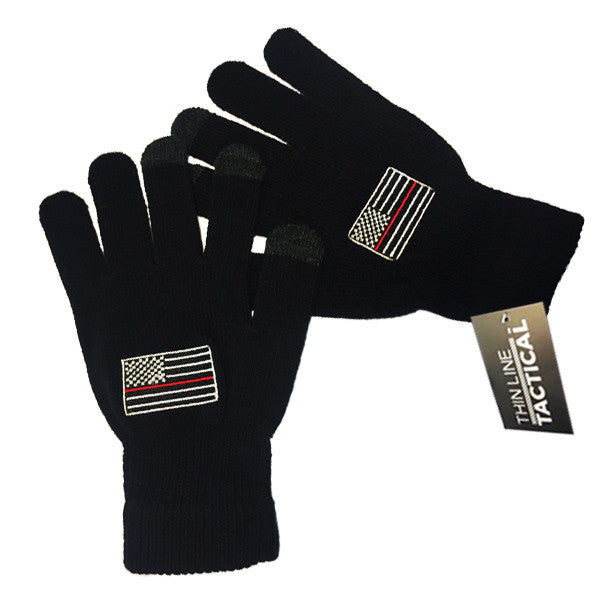 Women's Thin Red Line Touchscreen Gloves, Black - Thin Blue Line USA