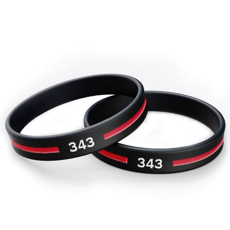 Thin Red Line 343 Silicone Bracelet - Thin Blue Line USA
