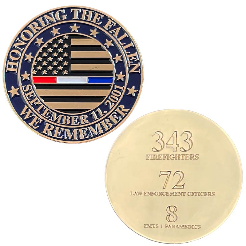 343 • 72 • 8 | September 11th, 2001 Memorial Challenge Coin - Thin Blue ...