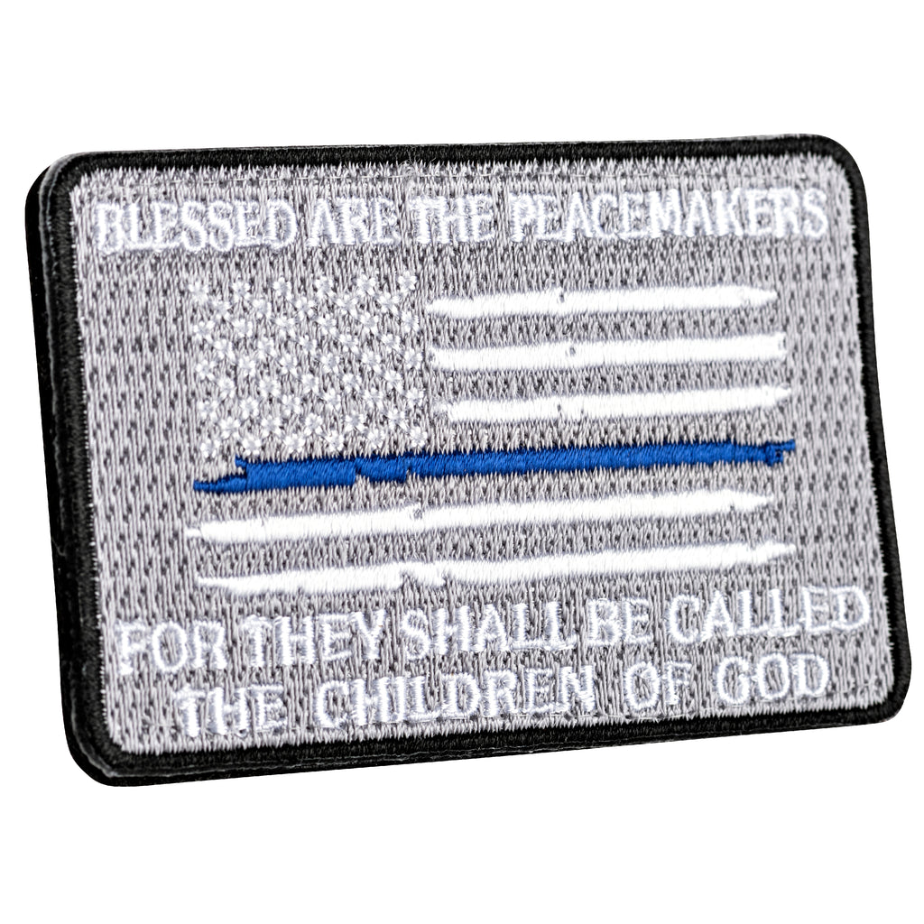 Patch - Blessed are the Peacemakers, Thin Blue Line, Hook-and-Loop - Thin Blue Line USA
