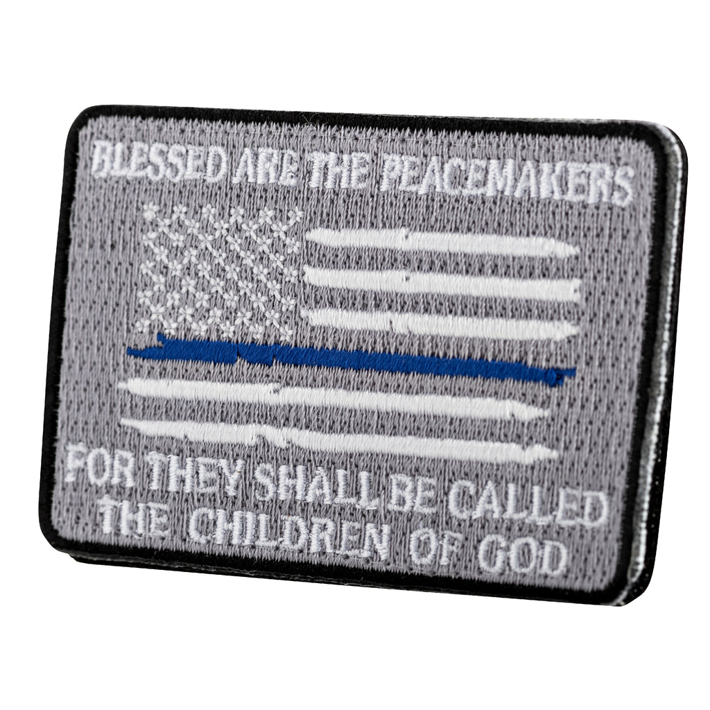 Patch - Blessed are the Peacemakers, Thin Blue Line, Hook-and-Loop - Thin Blue Line USA