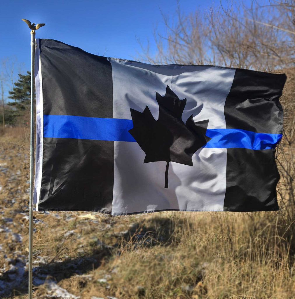 FlexFit Canada Thin Blue Line Flag Hat, Black - Thin Blue Line USA