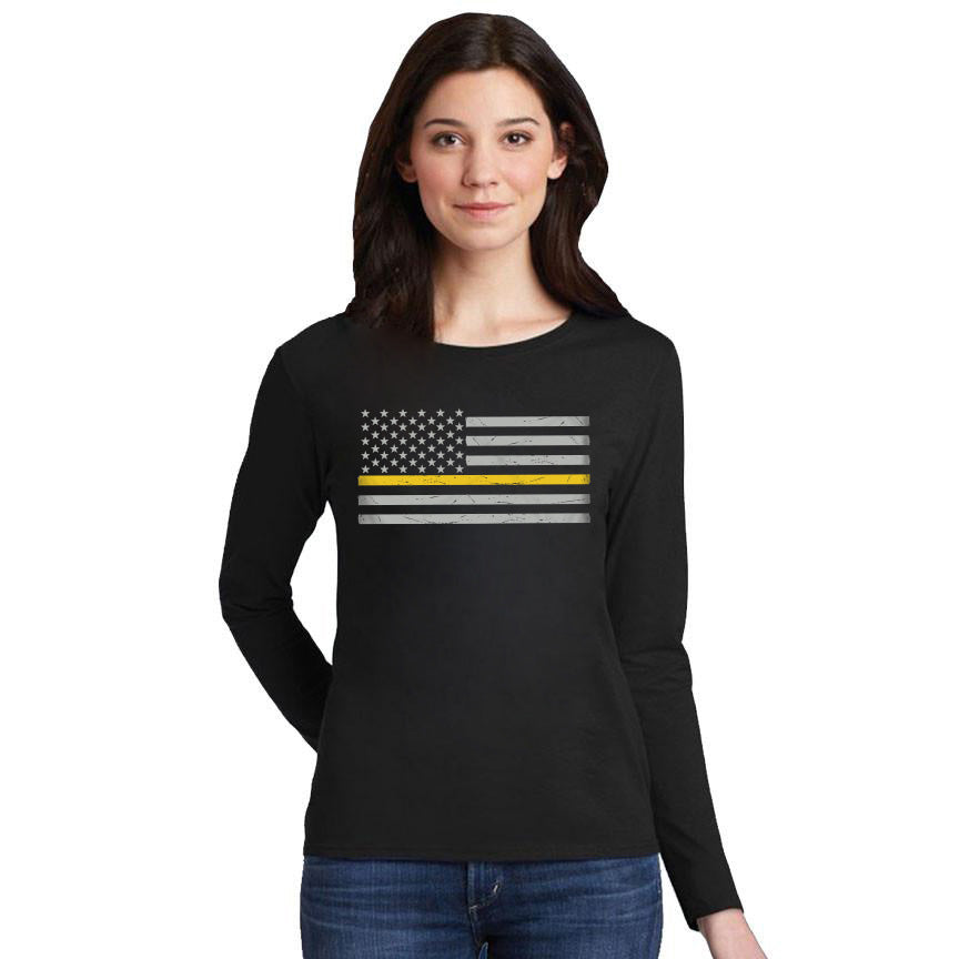Women's Long Sleeve - Classic Thin Gold Line - Thin Blue Line USA