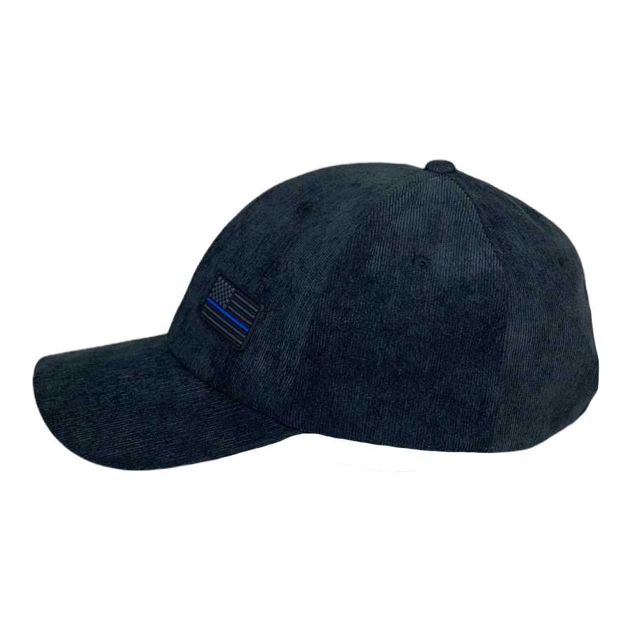 Thin Blue Line Embroidered Cap, Charcoal Corduroy - Thin Blue Line USA