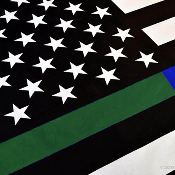 Thin Green & Blue Line American Flag, Polyester, 3 x 5 Ft - Thin Blue ...