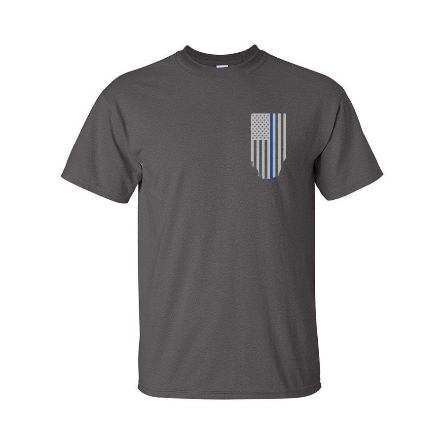 Honor And Respect Short Sleeve Thin Blue Line Flag T Shirt Thin Blue