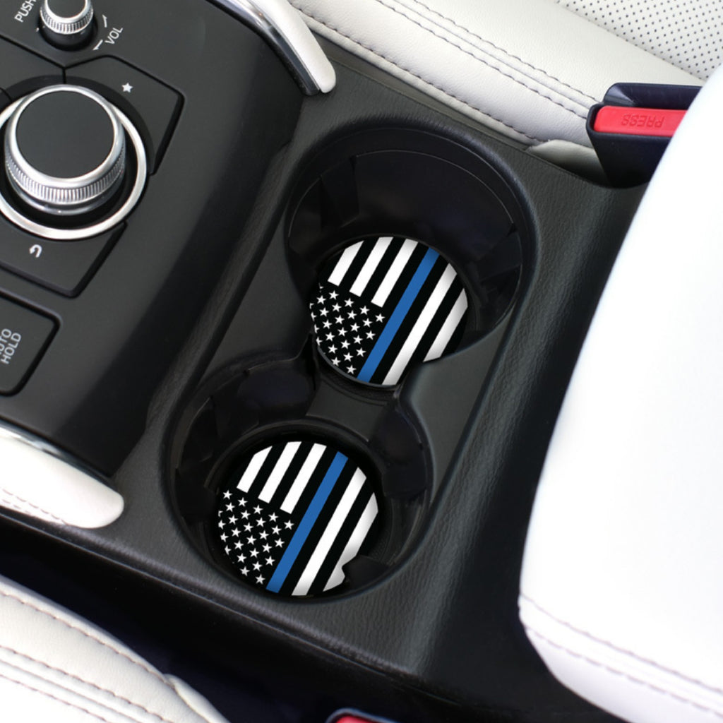 Law Enforcement - Car Coaster - Thin Blue Line USA