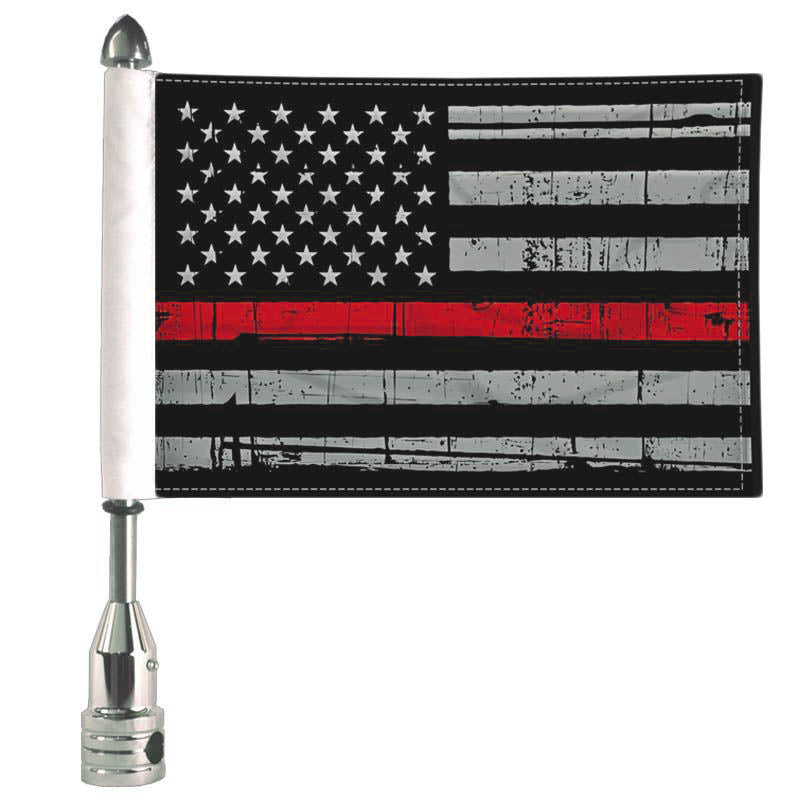 Thin Red Line Motorcycle Flag with Flag Mount - Thin Blue Line USA