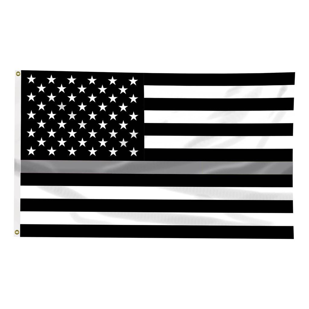 Thin Silver Line American Flag - 3 x 5 Foot Flag with Grommets - Thin ...