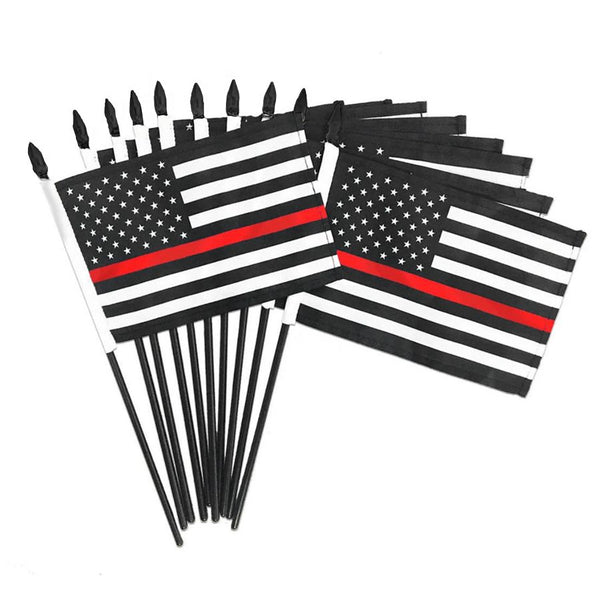 Thin Red Line American Flag - Stick Flag - Thin Blue Line USA