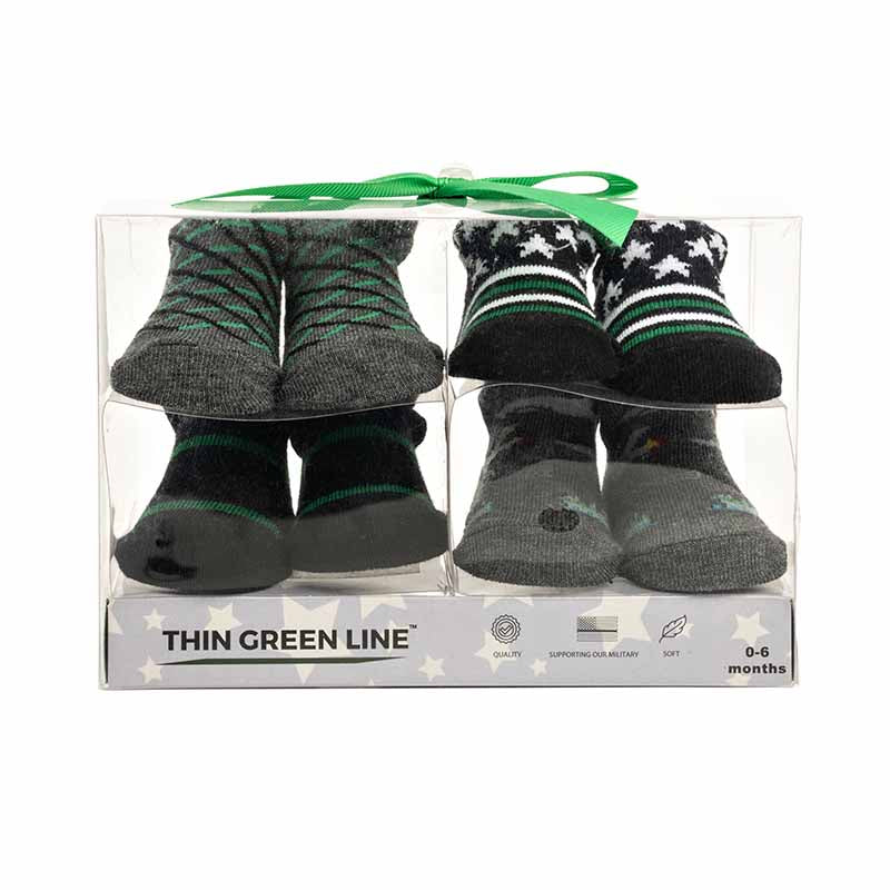 Military - Baby - Thin Green Line Socks With Gift Box - Thin Blue Line USA